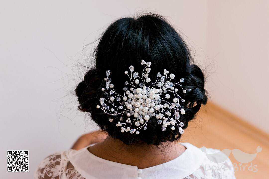 Bride Pearl Ornament Headdress Tiara Hair Comb - Etsy