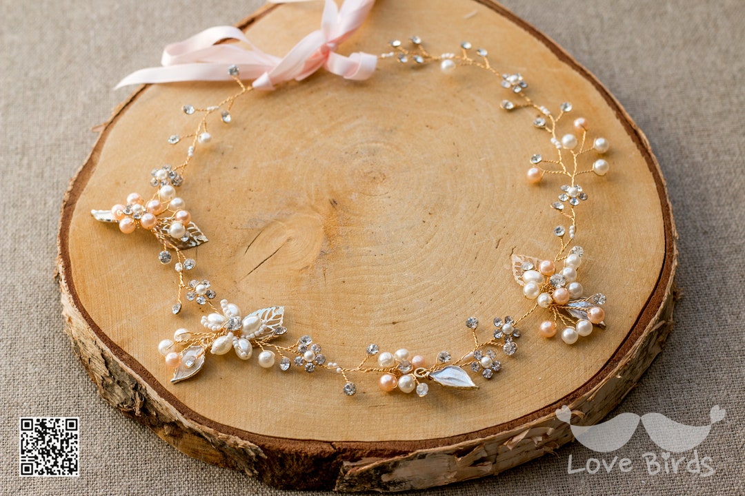 Brautkranz, Haarranke, Blumen Perlen Haarband - Etsy.de