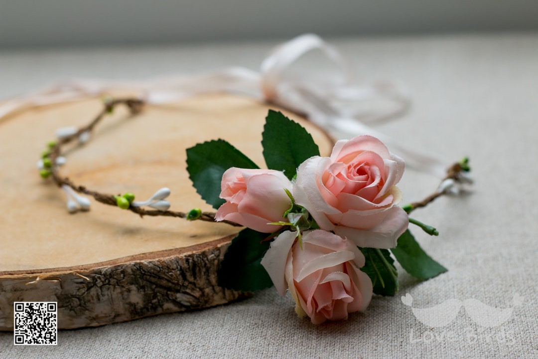 Bridal Flower Wreath Pink , Bridal Hair Wreath, Headdress - Etsy