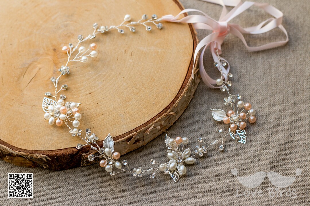 Brautkranz, Haarranke, Blumen Perlen Haarband - Etsy.de