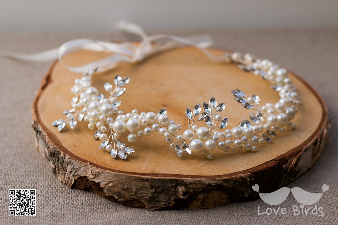 Bridal Wreath, Stripes, Crystal Beads - Etsy