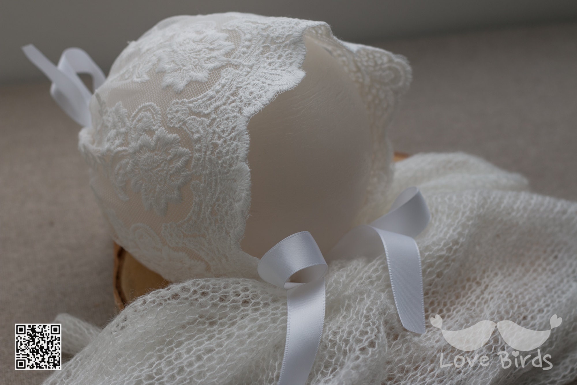 Photoset Consisting of Baby Hat and Mohair Wrap for Newborns Creamy ...