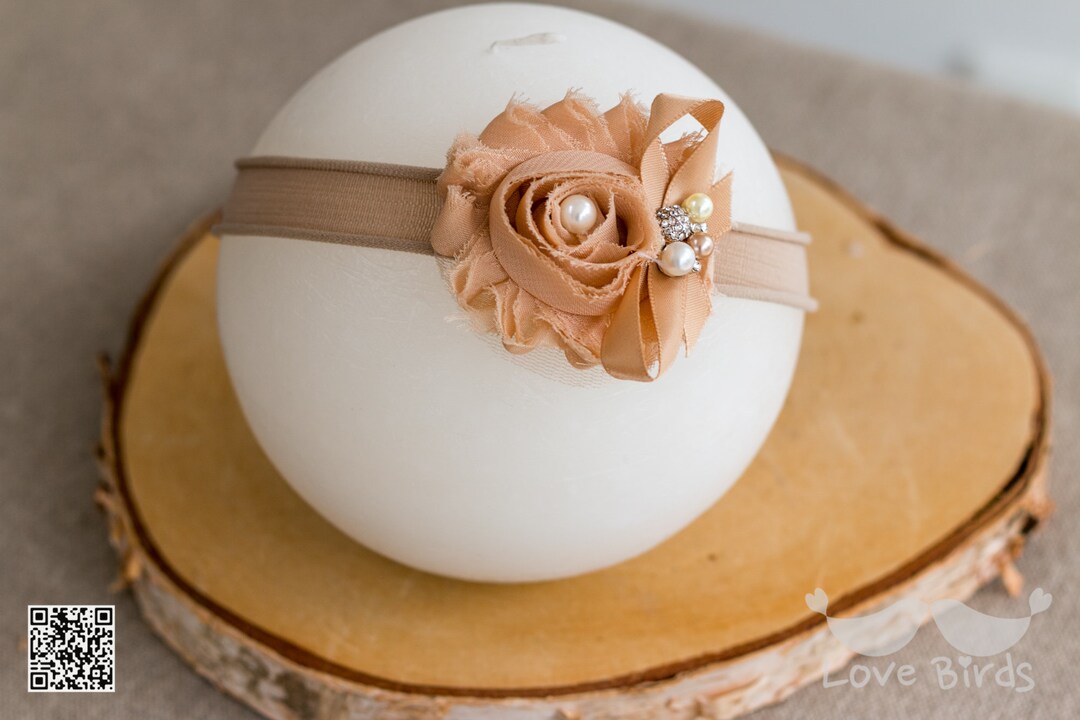 Hairband M. Flower beige Toddler Hairband Beige Elastic - Etsy UK