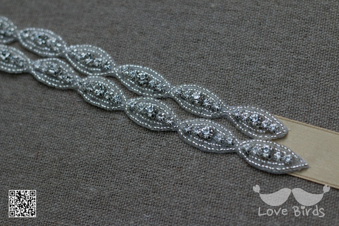 Bridal Belt Rhinestone Applique for Wedding Dress - Silver -, Bridal ...