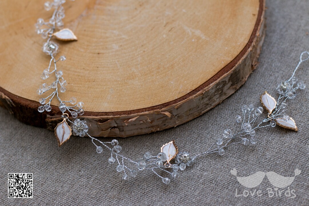 Bridal Wreath, Vine, Wreath With Leaves/beads - Etsy