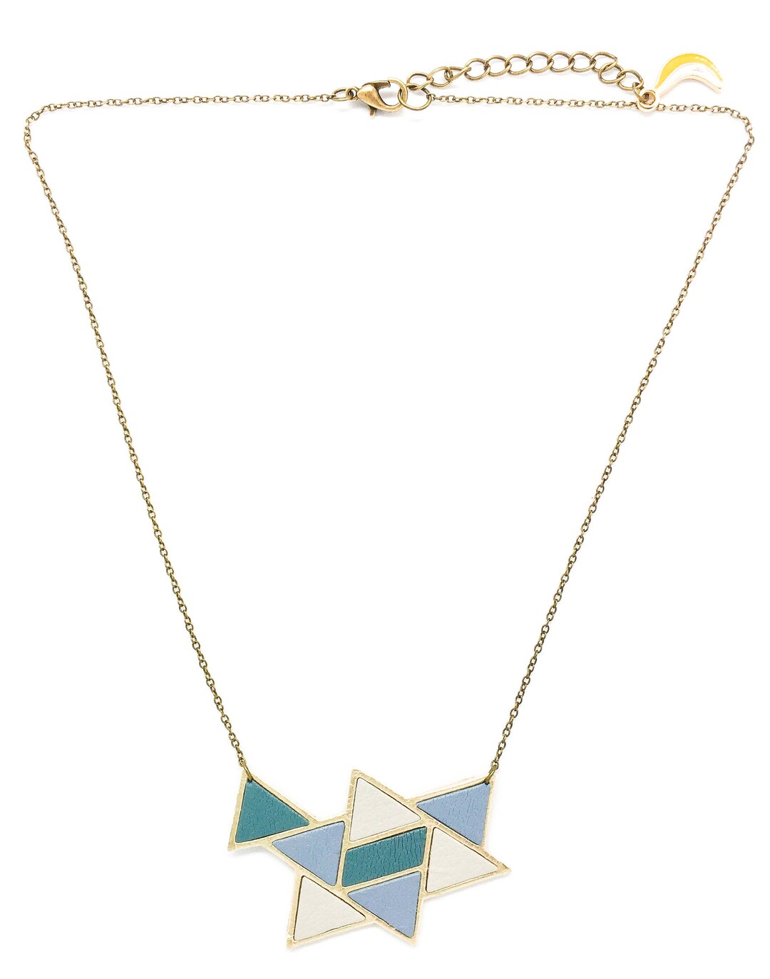 "the Delta Origami" Blue Turquoise Leather Necklace, Blue Grey Gray and ...