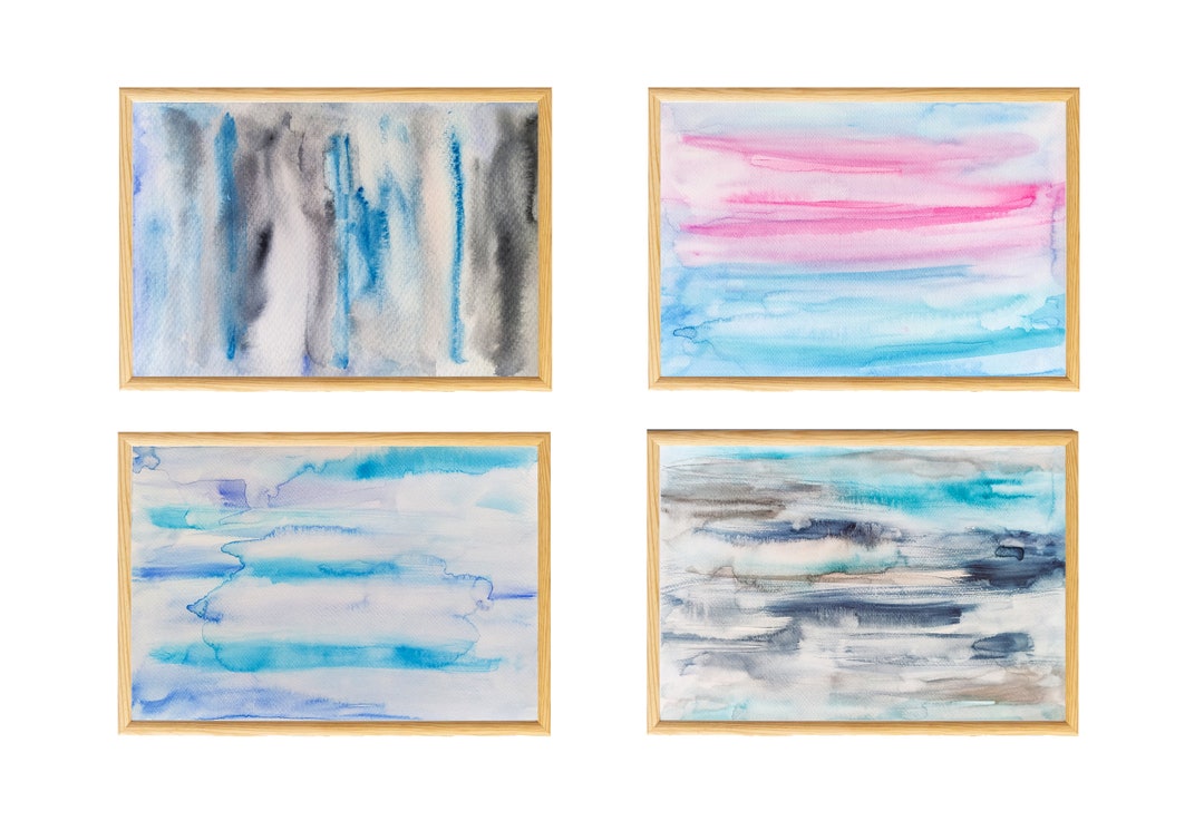 Abstract Watercolor Paintings Set of 4 Small Paintings - Etsy