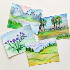 Watercolor Cards Set Set of Postcards Nature Painting - Etsy