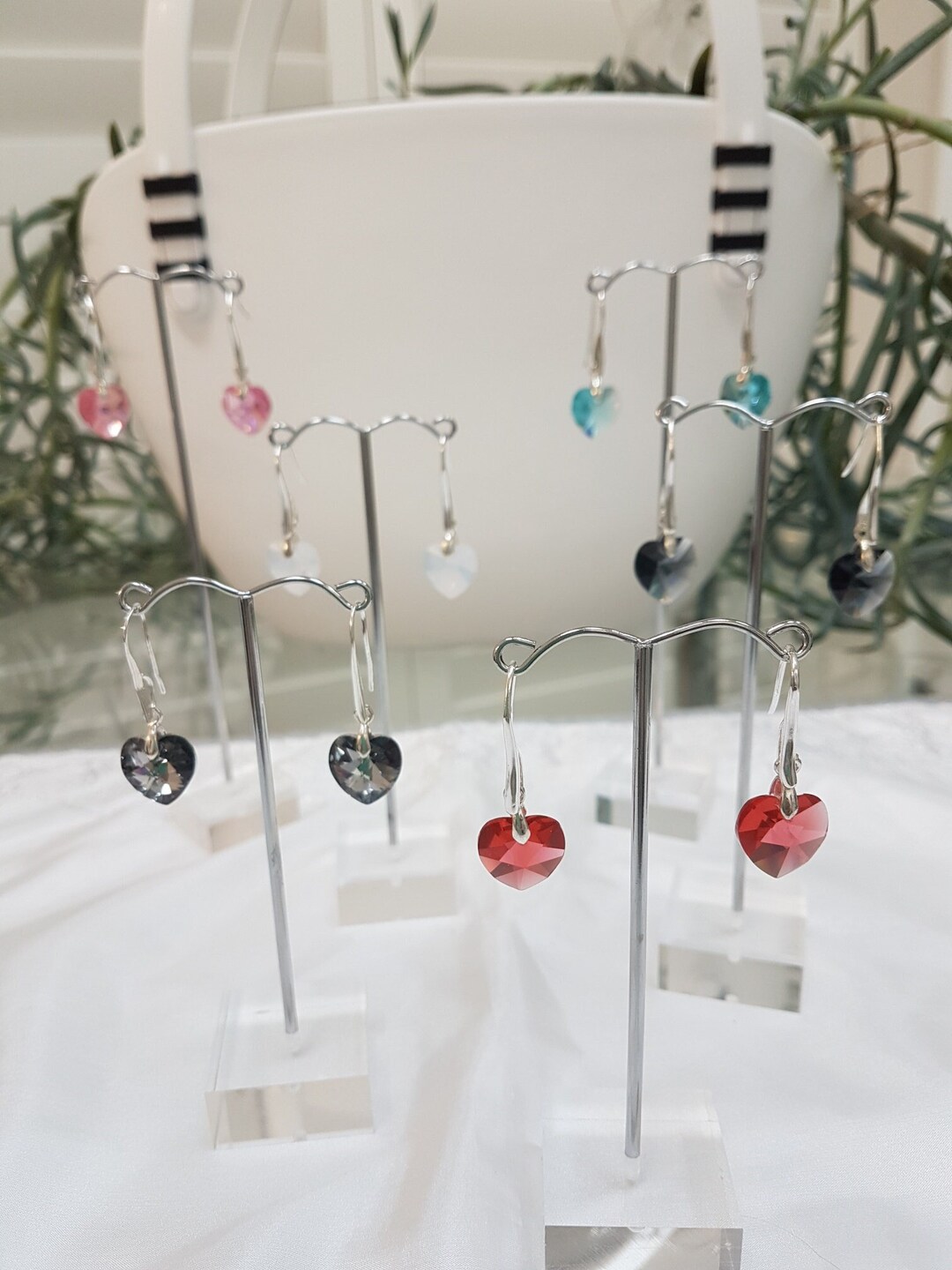 Swarovski Crystal Heart Shaped Drop Earrings - Etsy