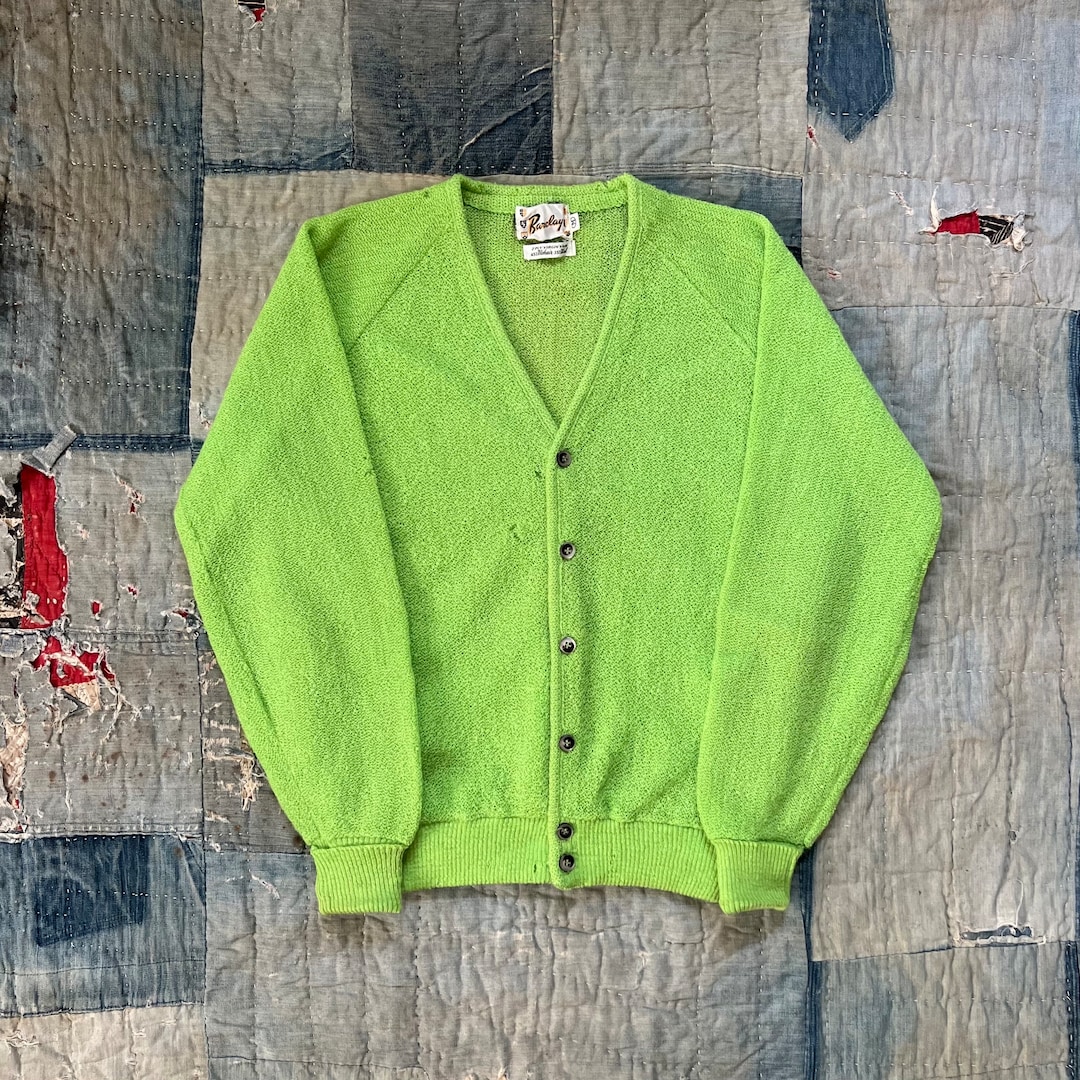 60s Chartreuse Barclay Mohair Cardigan Sweater - Etsy