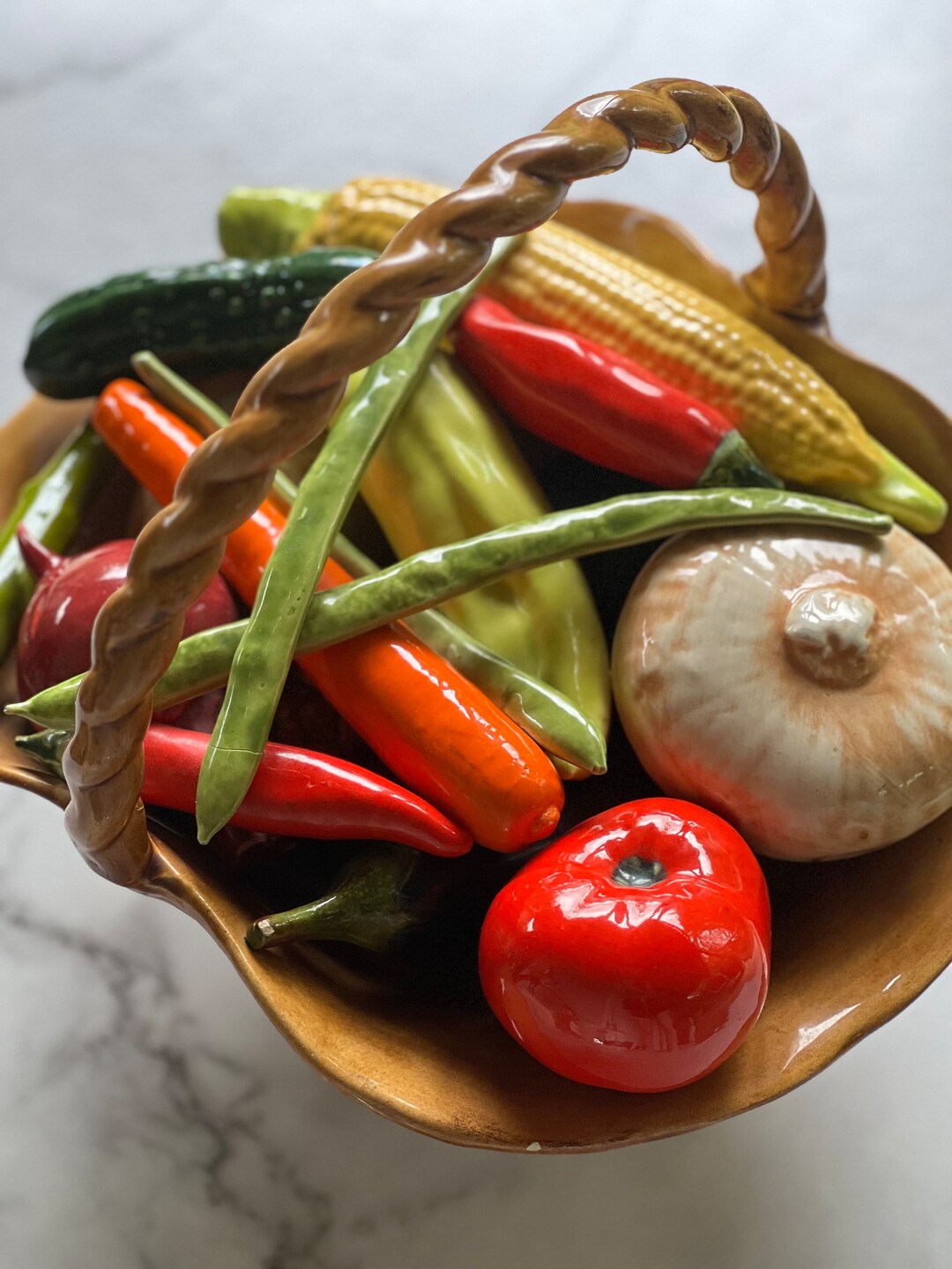 Vintage Ceramic Vegetable Basket - Etsy