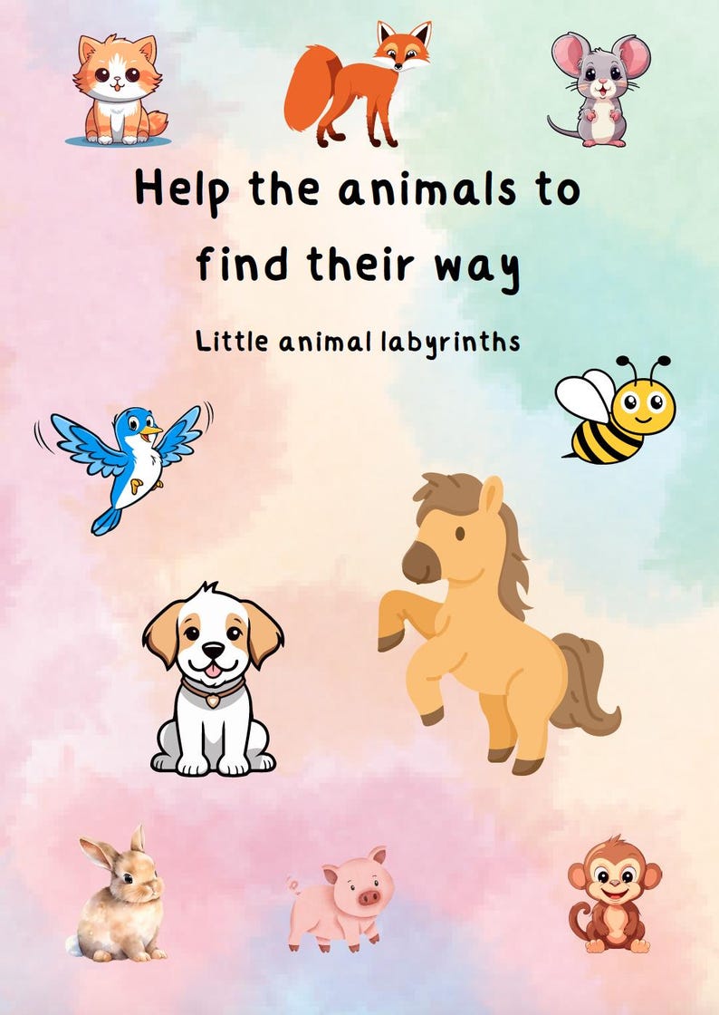 Animal Mazes for Kids – 10 Printable Worksheets - Etsy