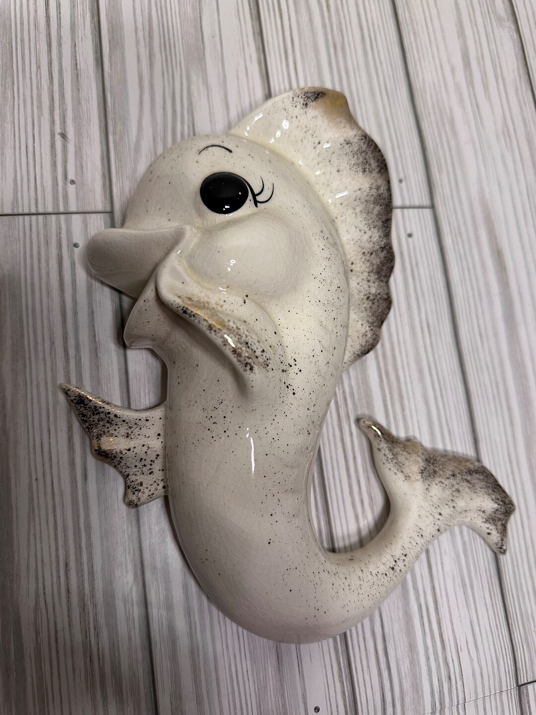 Vintage Fish Wall Pocket Gold Detail - Etsy