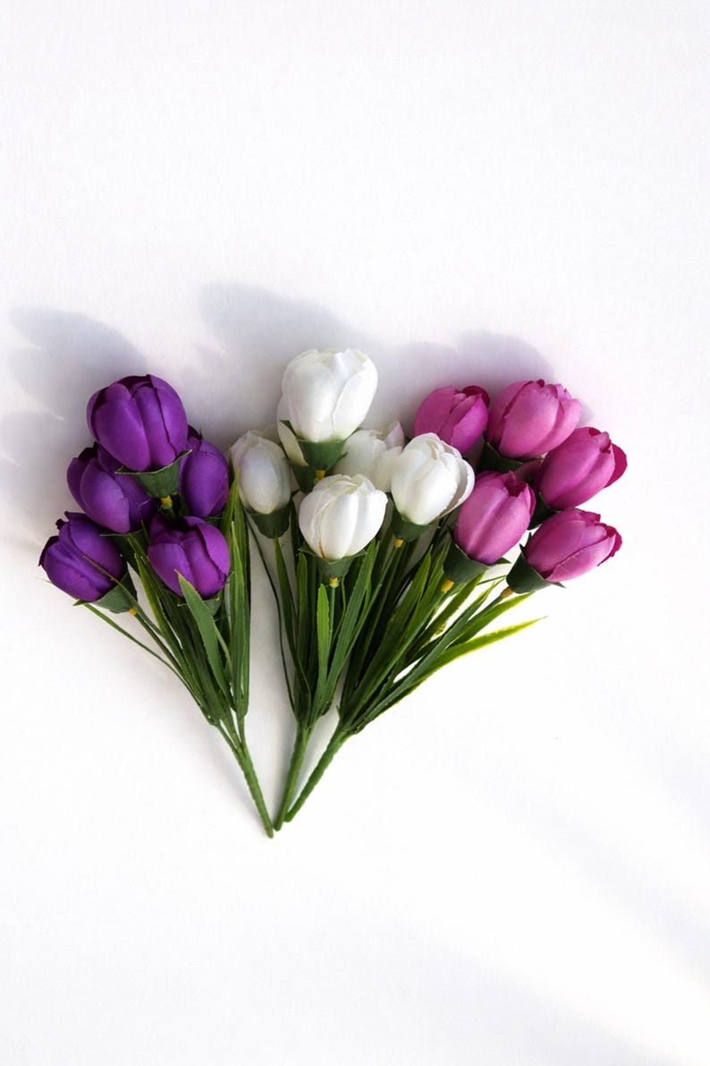 Crocus - Mini Artificial Fabric Flowers Bouquet 31 Cm Silk Floral Hair ...