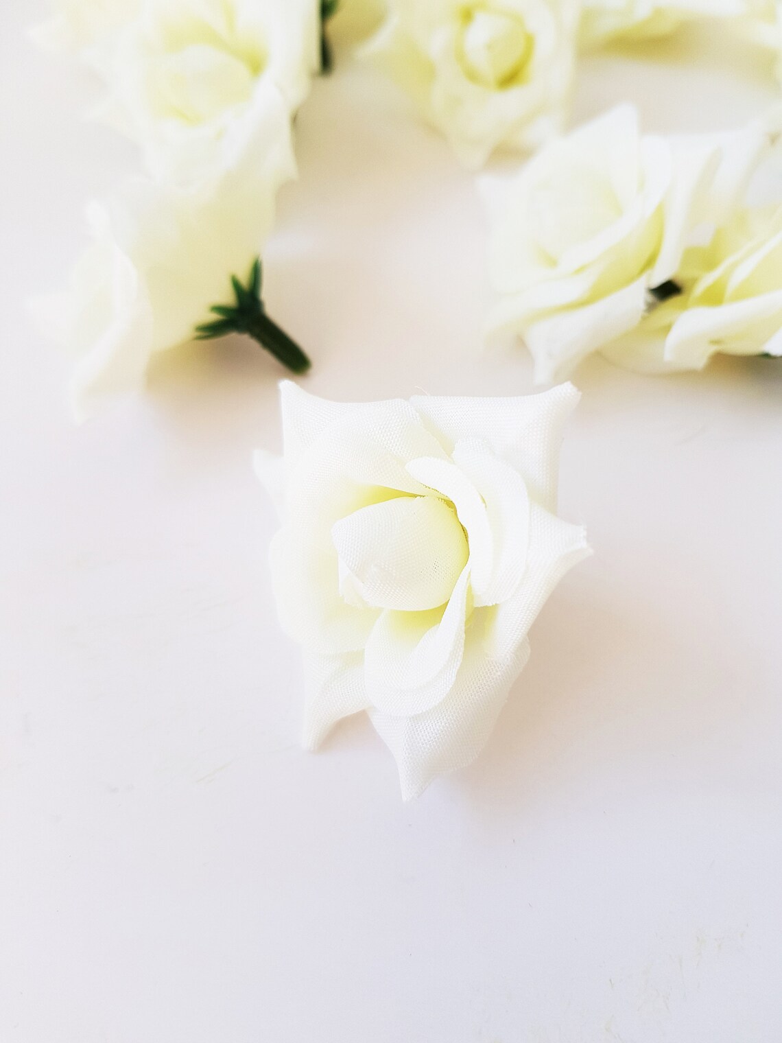 8 Mini Creamy White Roses Very Beautiful Silk Rose DIY Crafts | Etsy