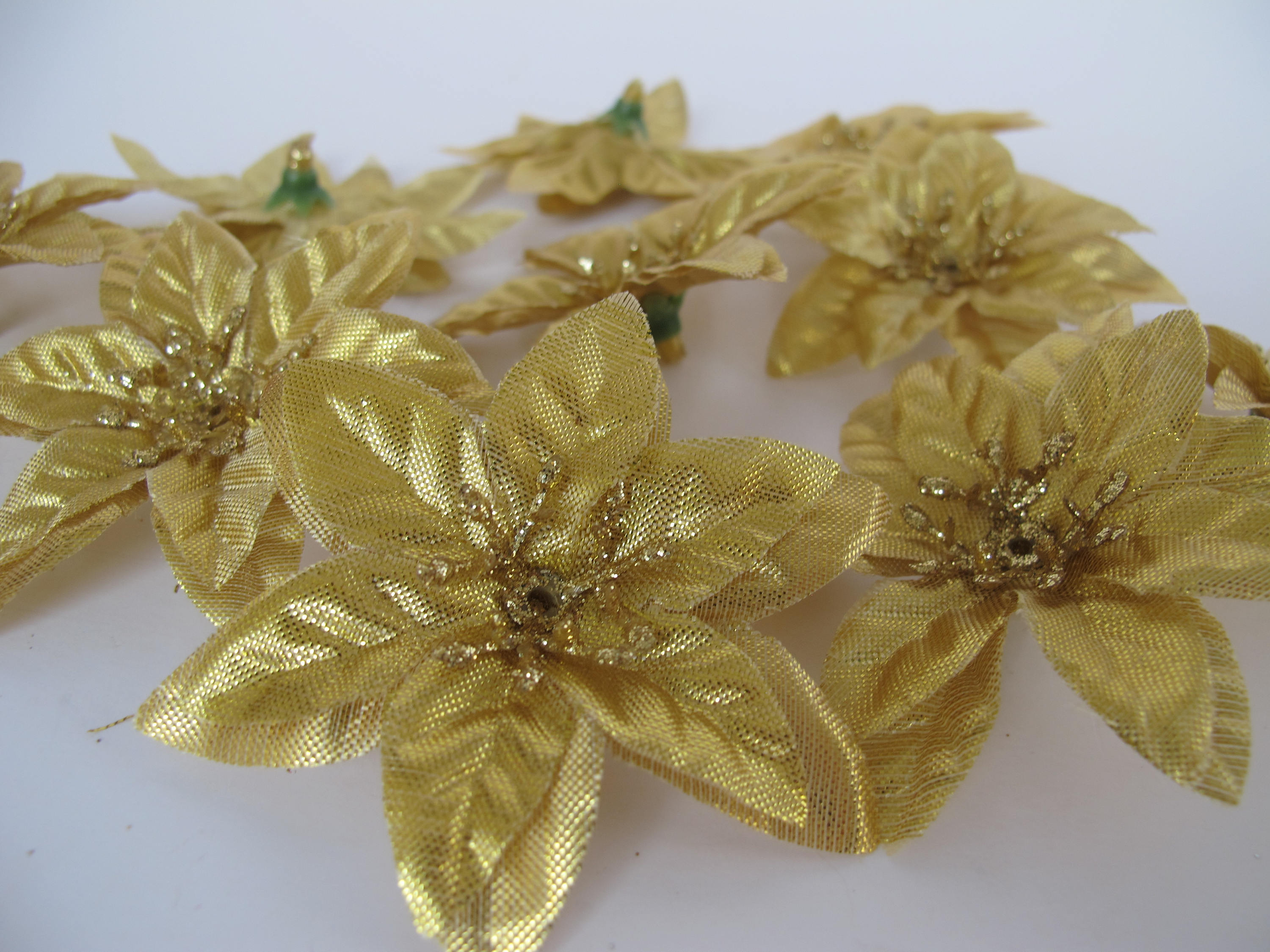 10 Gold Poinsettias Artificial Mini Flowers Gold Color Flower | Etsy