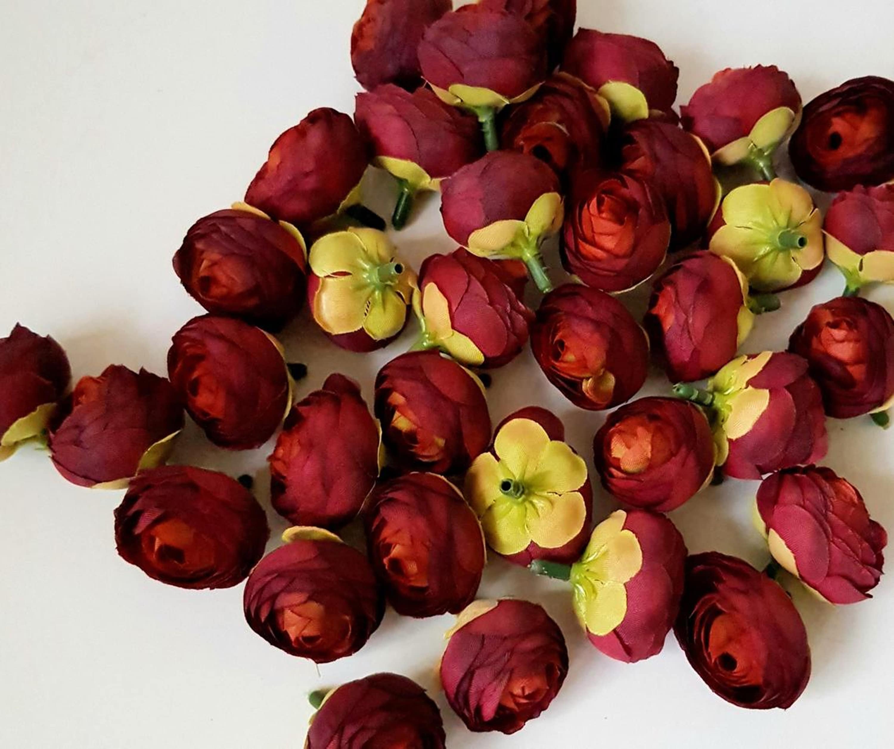 7 Mini Burgundy Ranunculus Silk Heads Buttercup Ranunculus - Etsy Canada