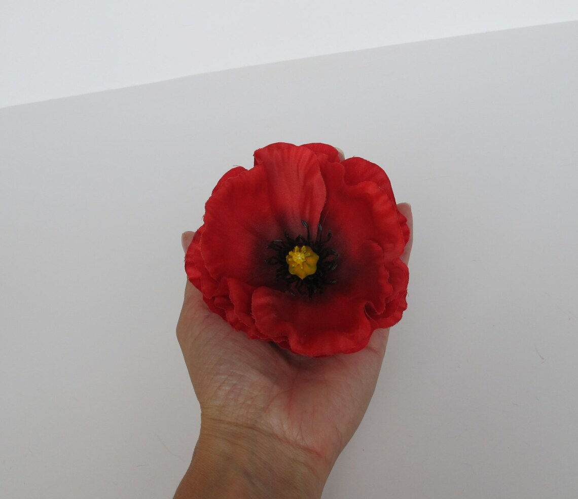 3 Red Poppies Artificial Flowers Silk Poppy 4.3 Flower - Etsy