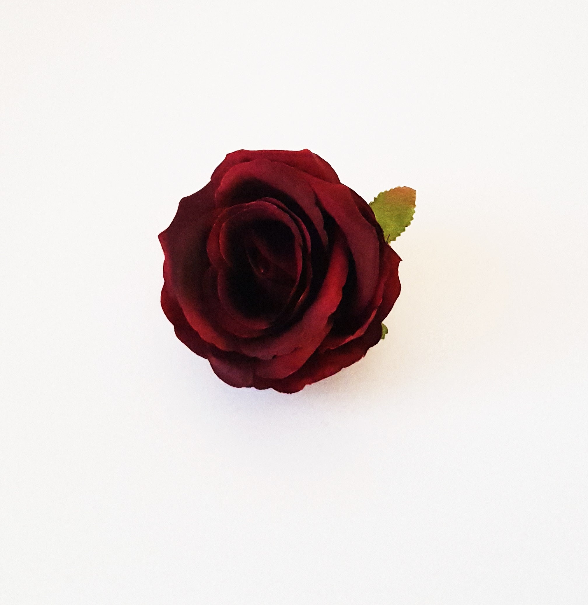 1 Burgundy Rose Head Artificial Silk Flower Dark Red Rose - Etsy