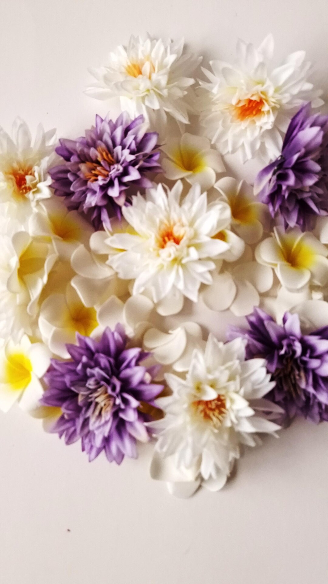 Set of 30 Flowers, Foam Frangipani, Sil Water Lily, Dahlia White ...