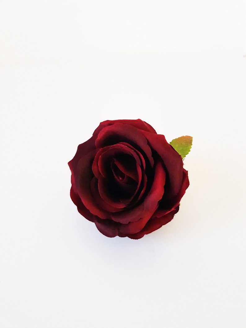 1 Burgundy Rose Head Artificial Silk Flower Dark Red Rose - Etsy