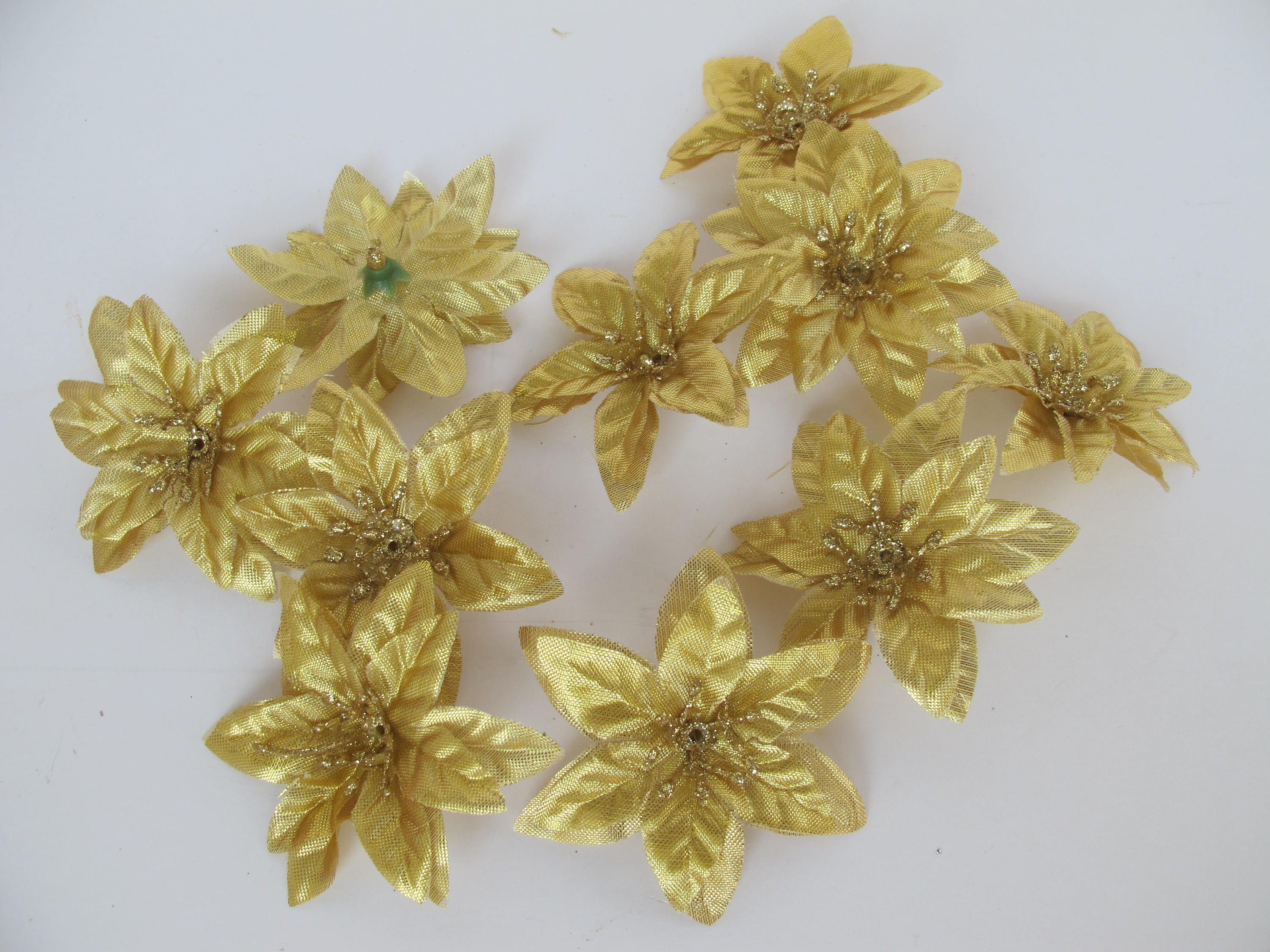 10 Gold Poinsettias Artificial Mini Flowers Gold Color Flower - Etsy
