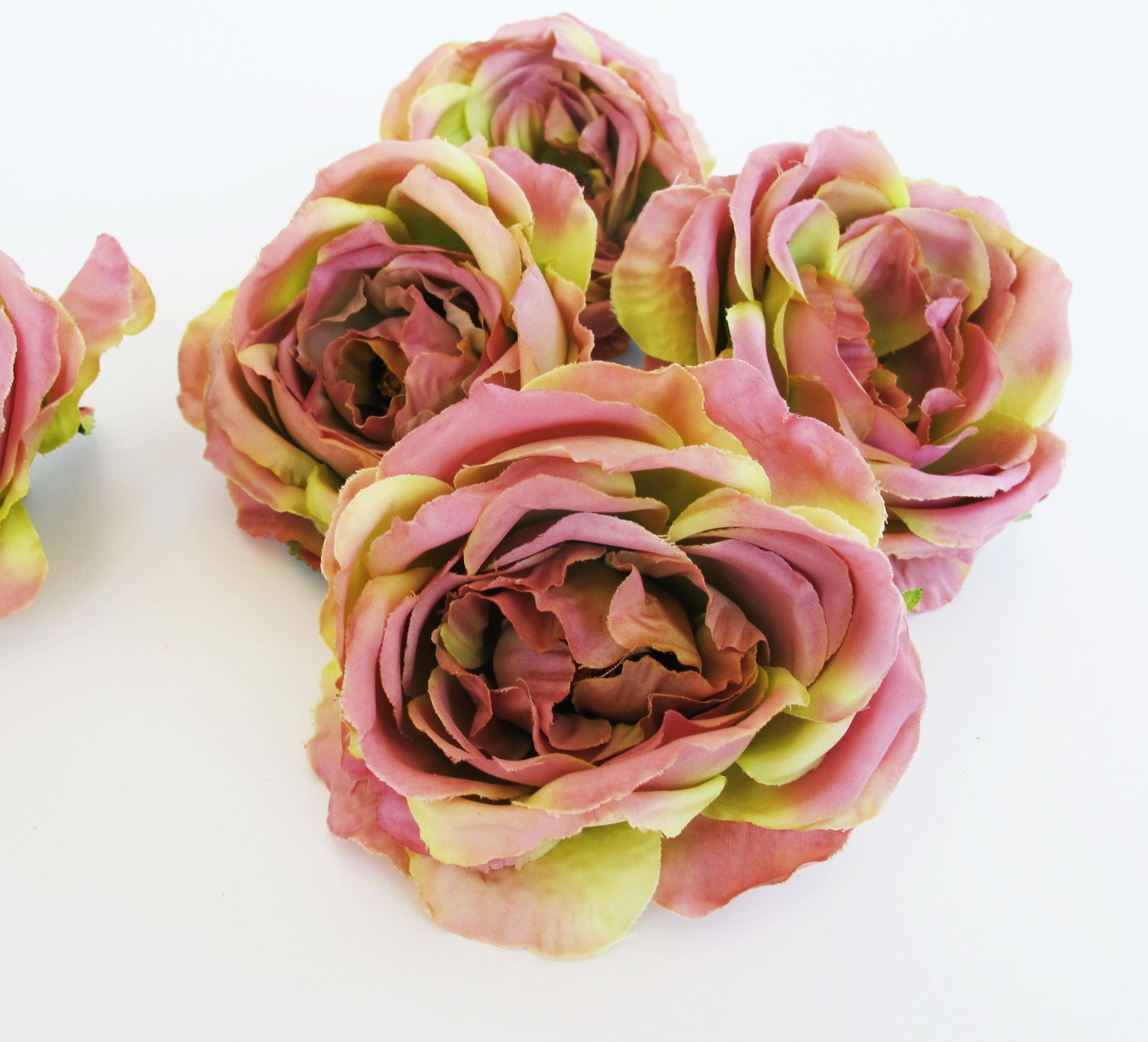 3 Mini Roses Artificial Silk Flowers Green Soft Purple Rose - Etsy