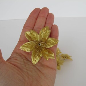 10 Gold Poinsettias Artificial Mini Flowers Gold Color Flower 2.4 ...