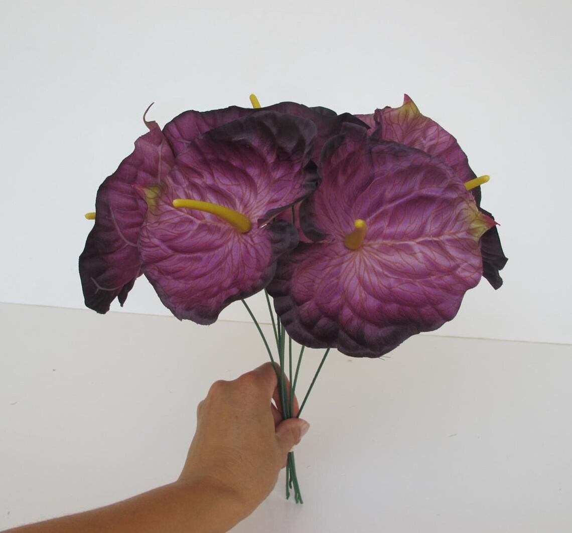 1 Purple Anthurium Silk Anthurium Jumbo Artificial Flowers | Etsy