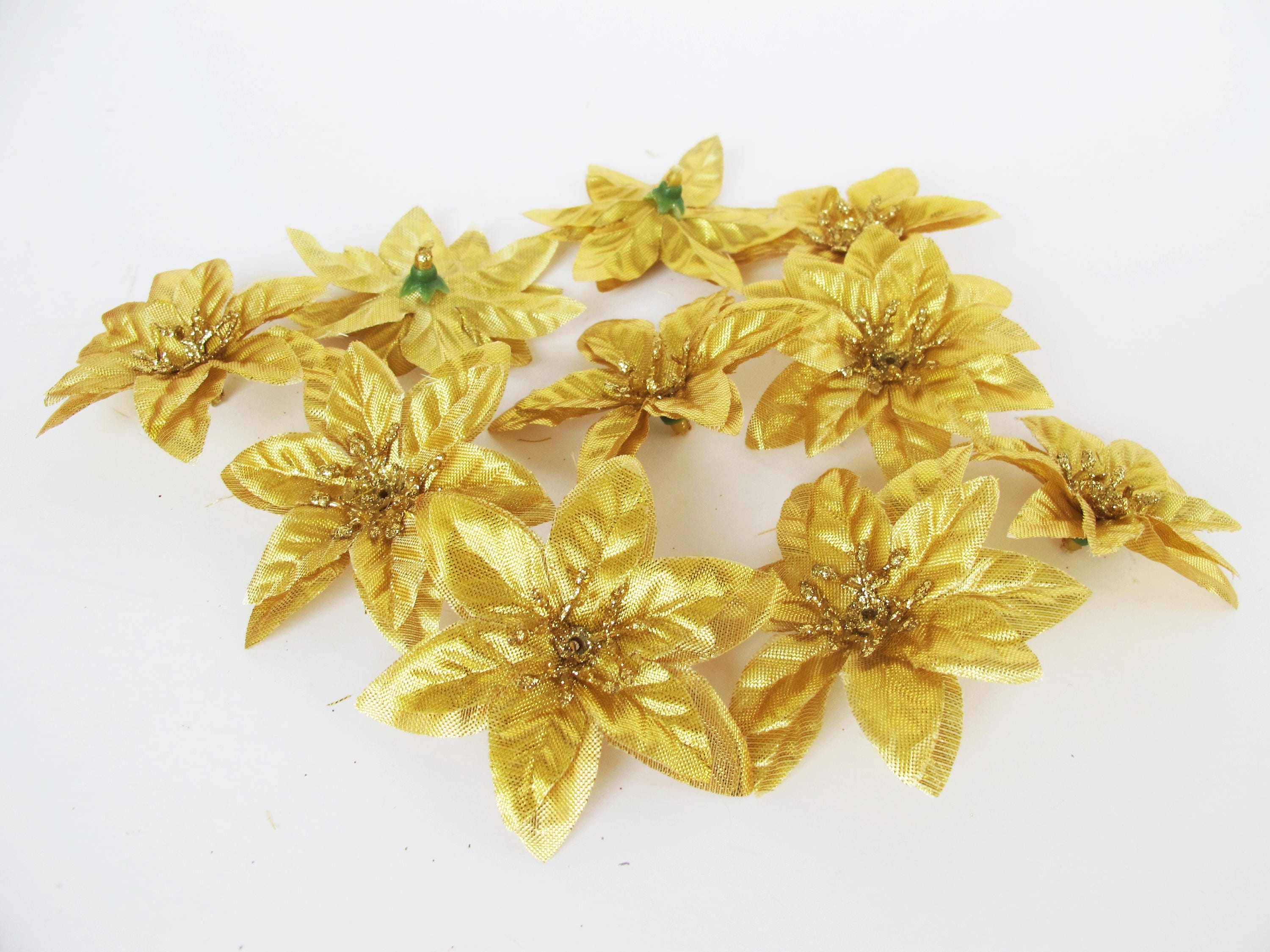 10 Gold Poinsettias Artificial Mini Flowers Gold Color Flower - Etsy