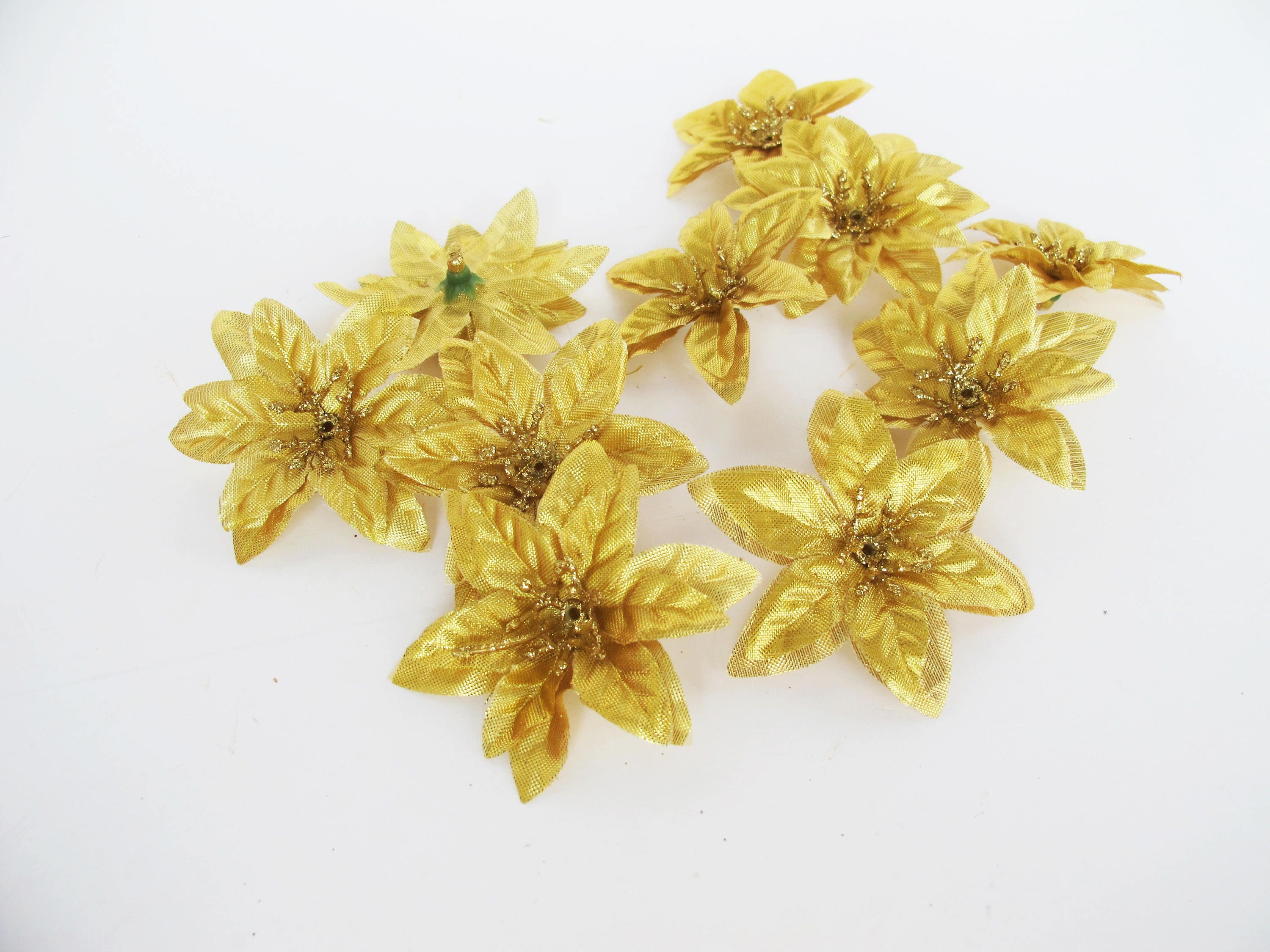 10 Gold Poinsettias Artificial Mini Flowers Gold Color Flower | Etsy