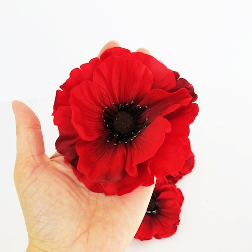 3 Red Poppies Artificial Flowers Silk Poppy 4.3 Flower - Etsy