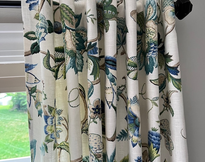 Drapery Panels and Valance in Kaufmann Brissac Linen Blend Fabric in ...