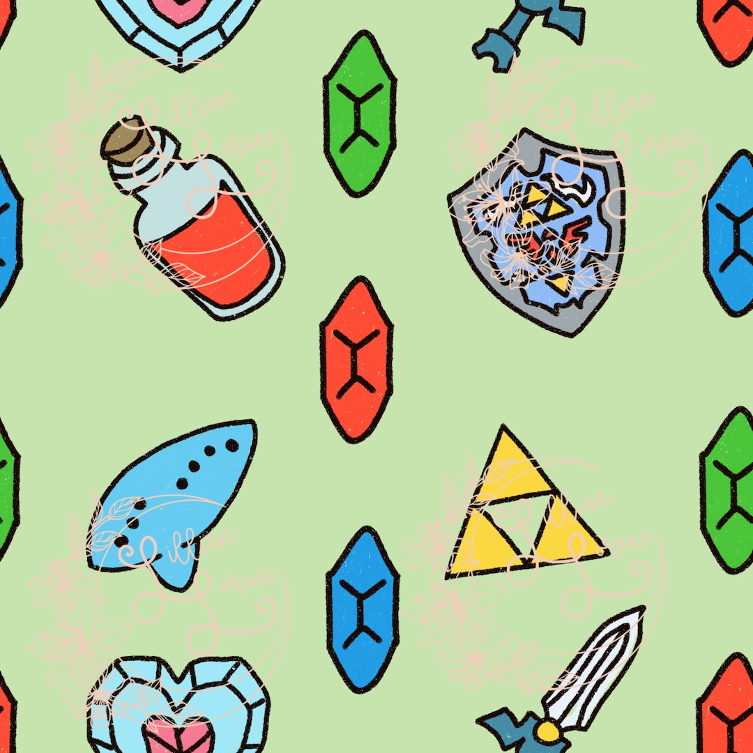 Seamless Pattern Zelda Hand Drawn - Etsy