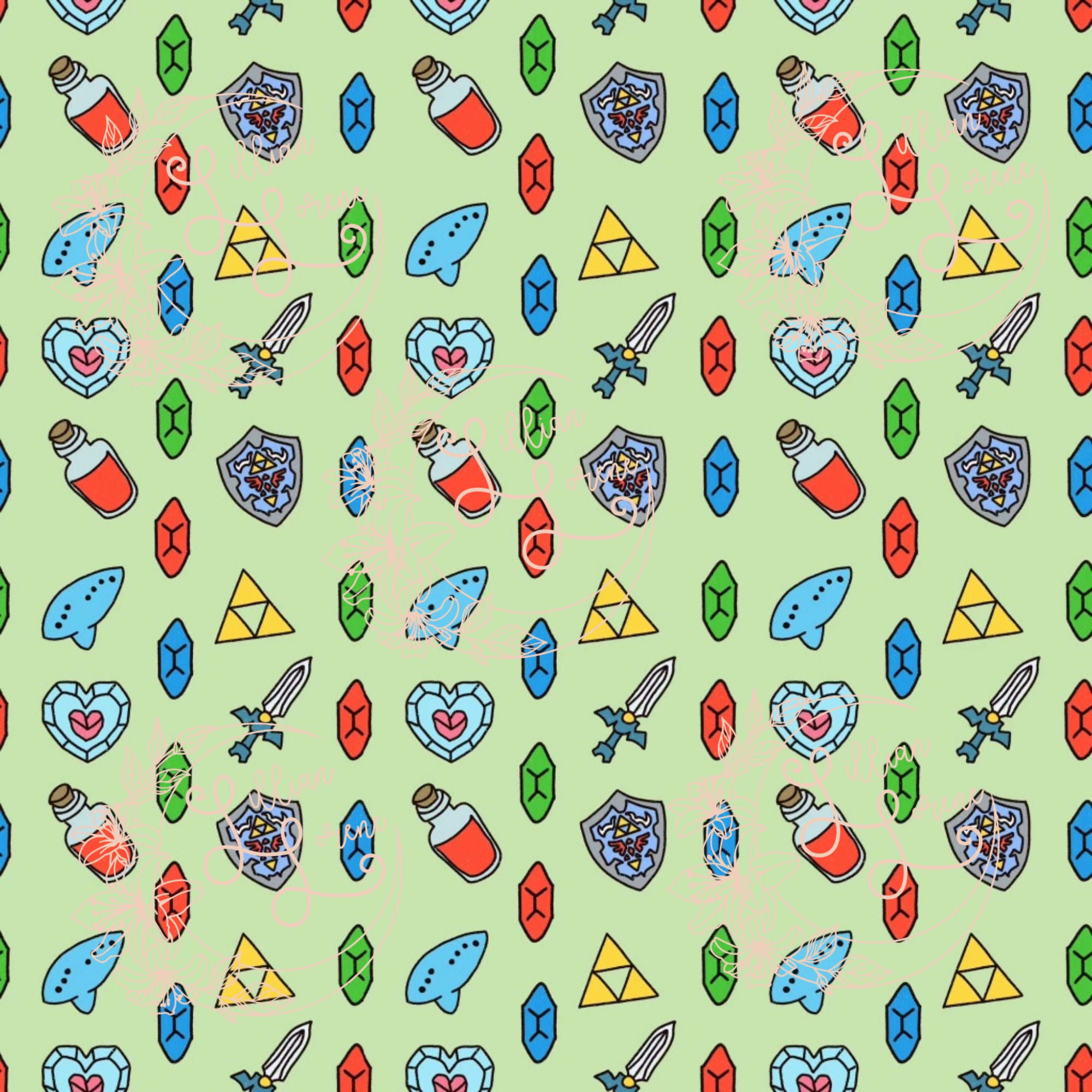 Seamless Pattern Zelda Hand Drawn - Etsy