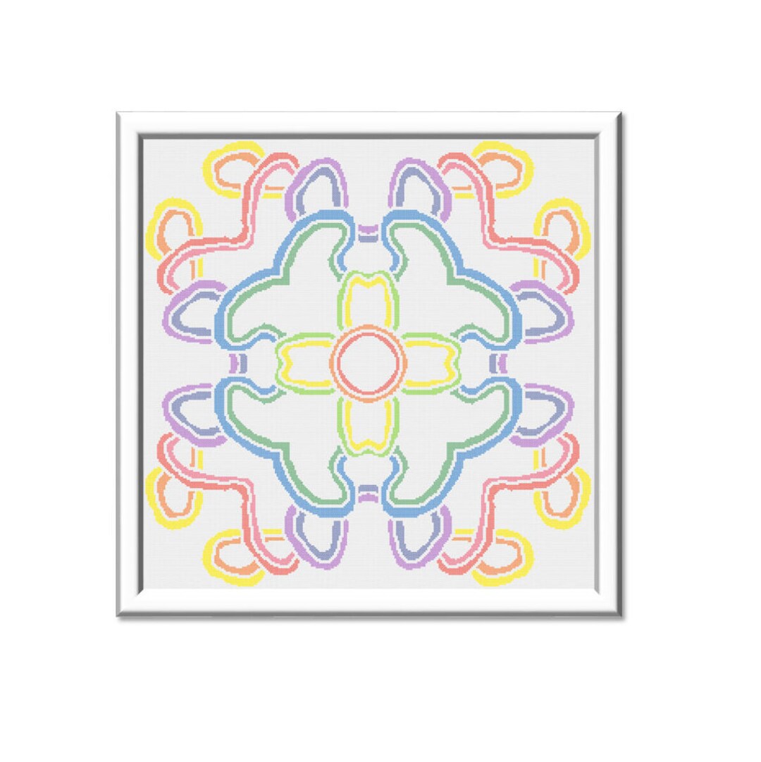 PDF Printable Cross Stitch Pattern / C2c Crochet Graph. Rainbow Mandala ...
