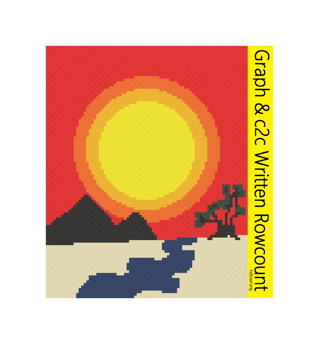 Africa River Sunset C2C Pattern - Large Throw Blanket PDF With Graph ...