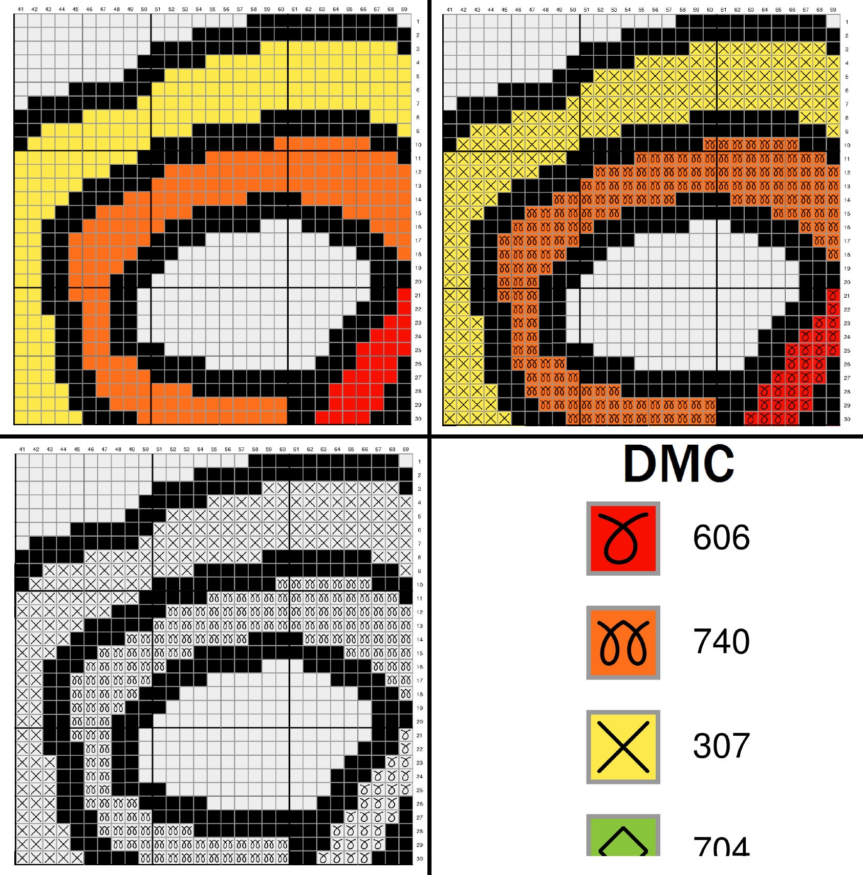 PDF Printable Cross Stitch Pattern / C2c Crochet Graph. Rainbow Mandala ...