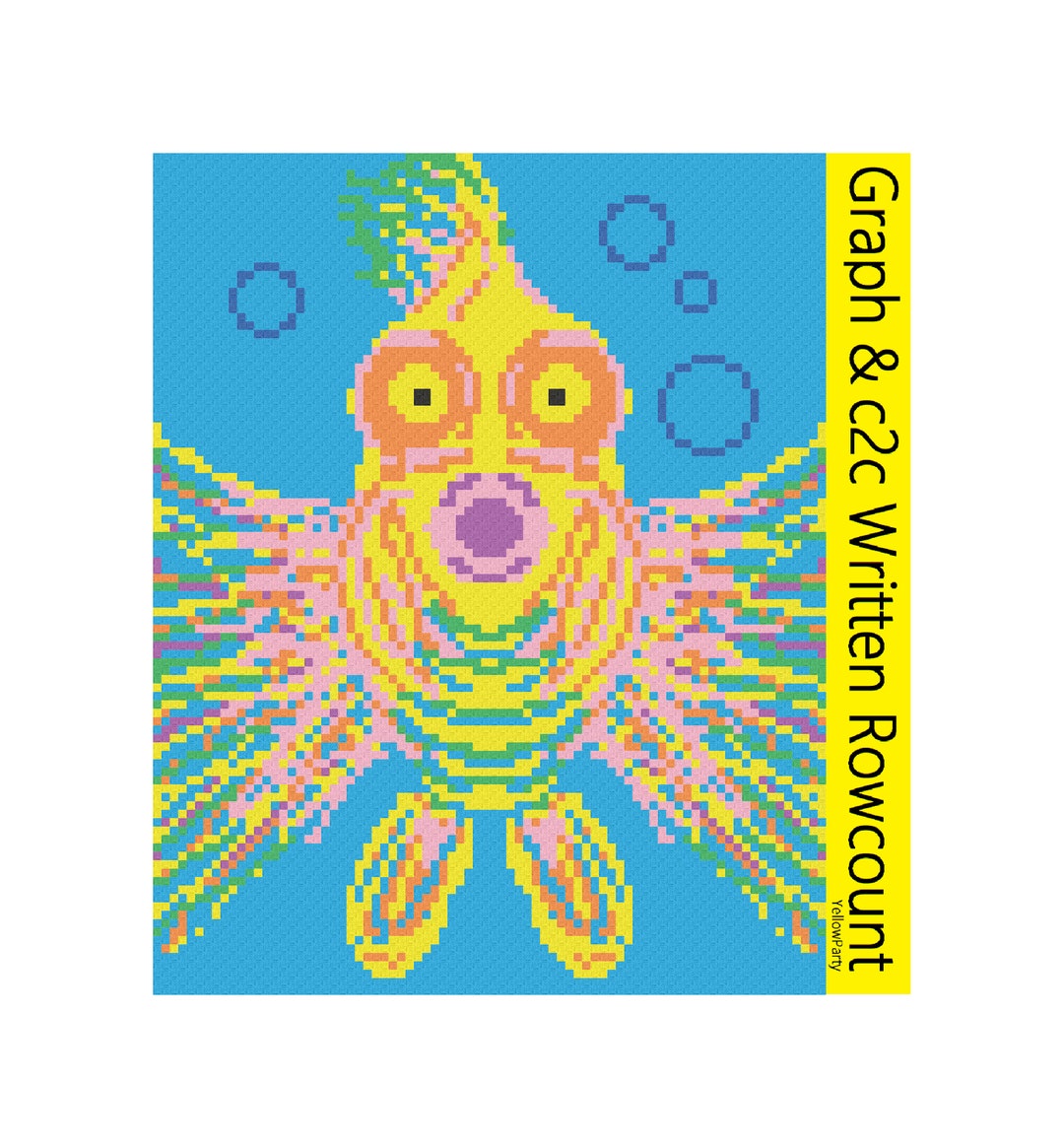 PDF Colorful Fish Face Blanket C2C Crochet Pattern, C2C Graph, Written ...