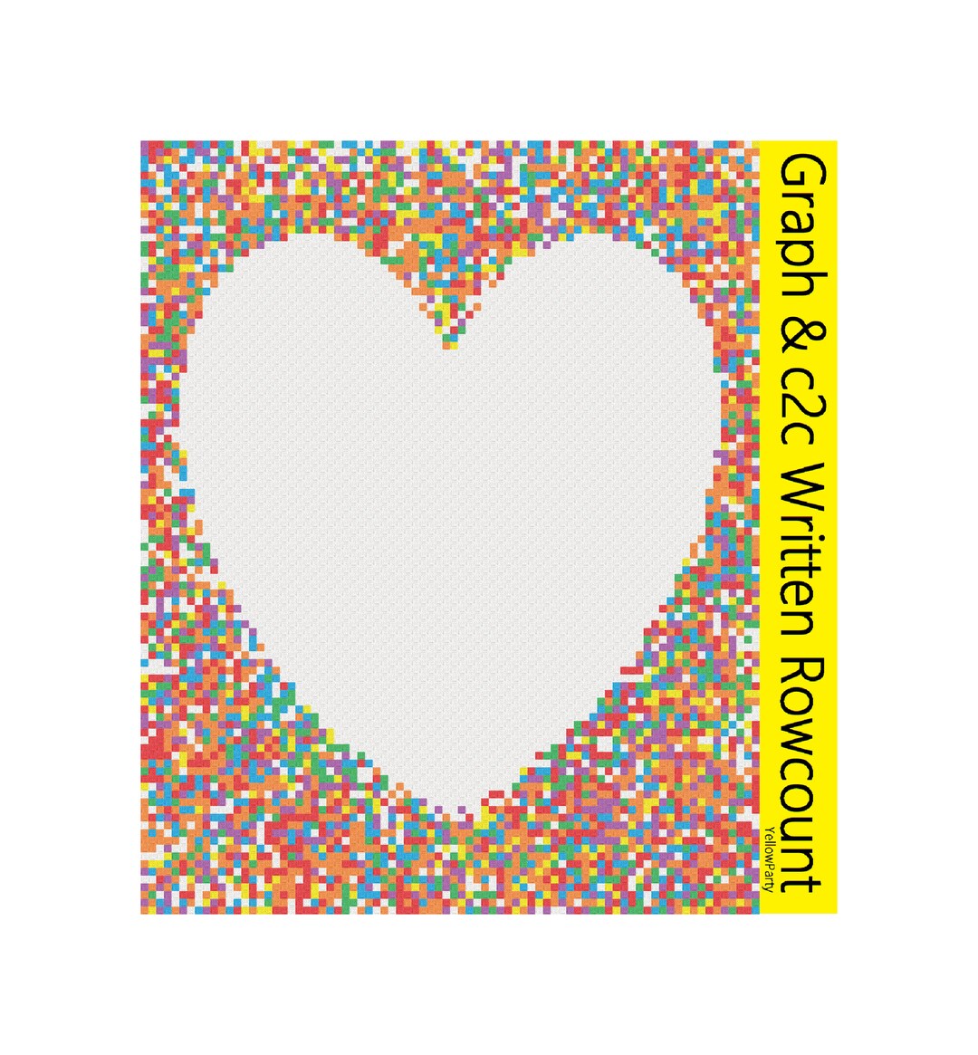 C2c Crochet Pattern PDF Rainbow White Heart C2c Graphgan Corner to ...