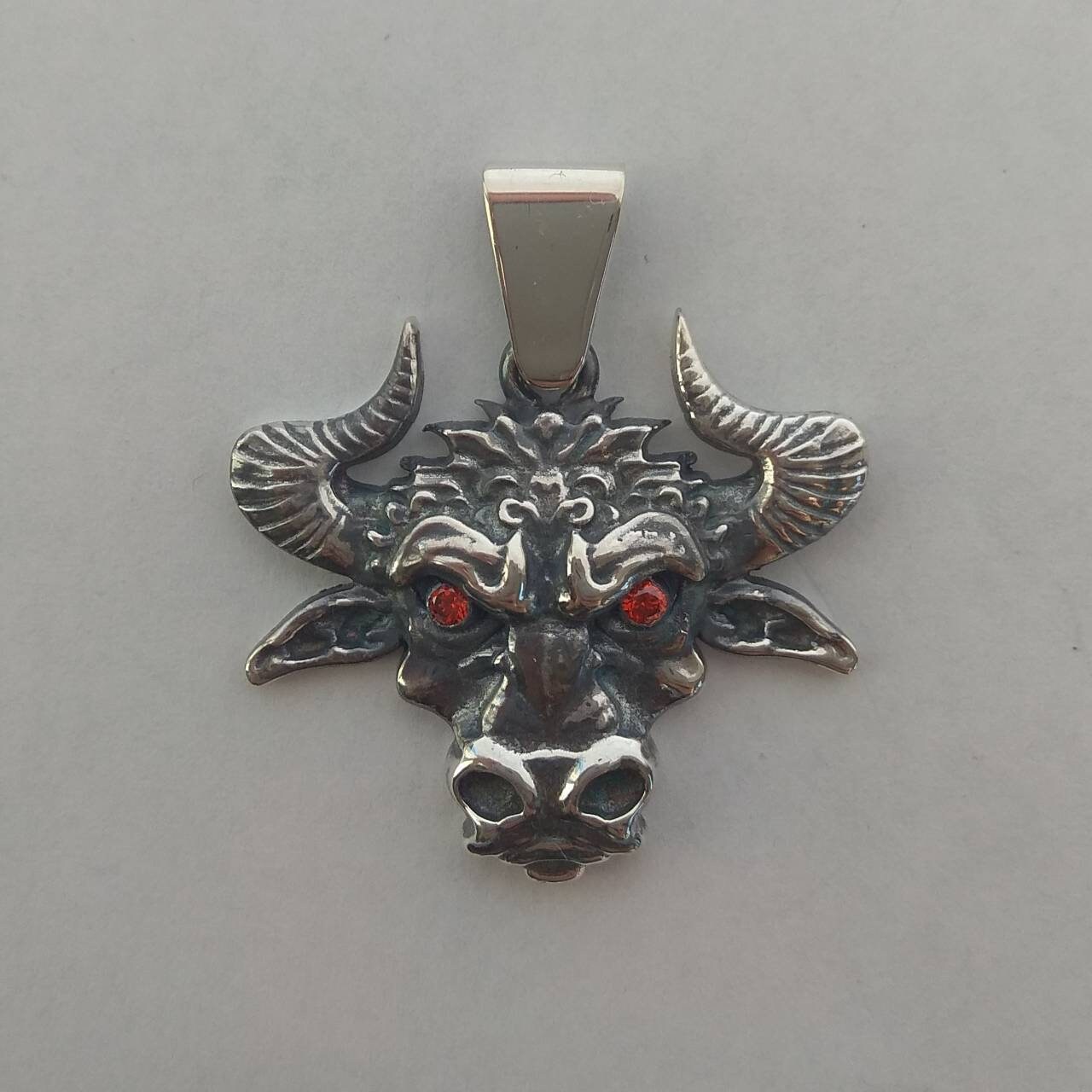 Buffalo silver pendant bull silver neklace head bison | Etsy