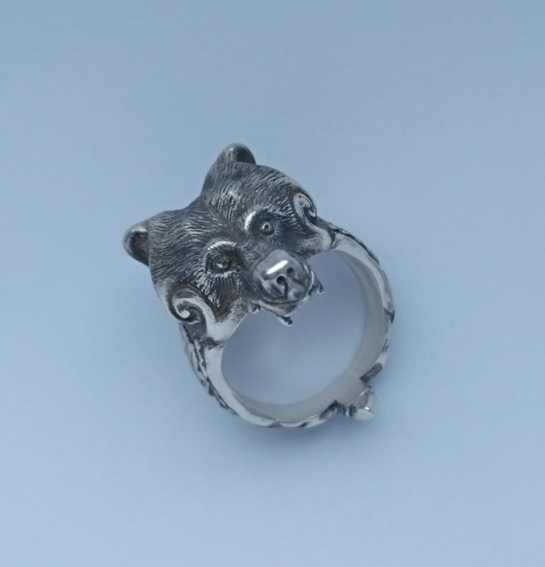 Bear Head Sterling Silver 925 Ring - Etsy