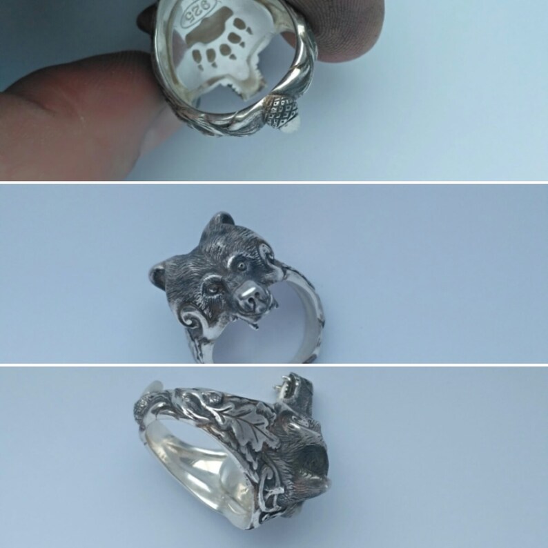 Bear Head Sterling Silver 925 Ring - Etsy