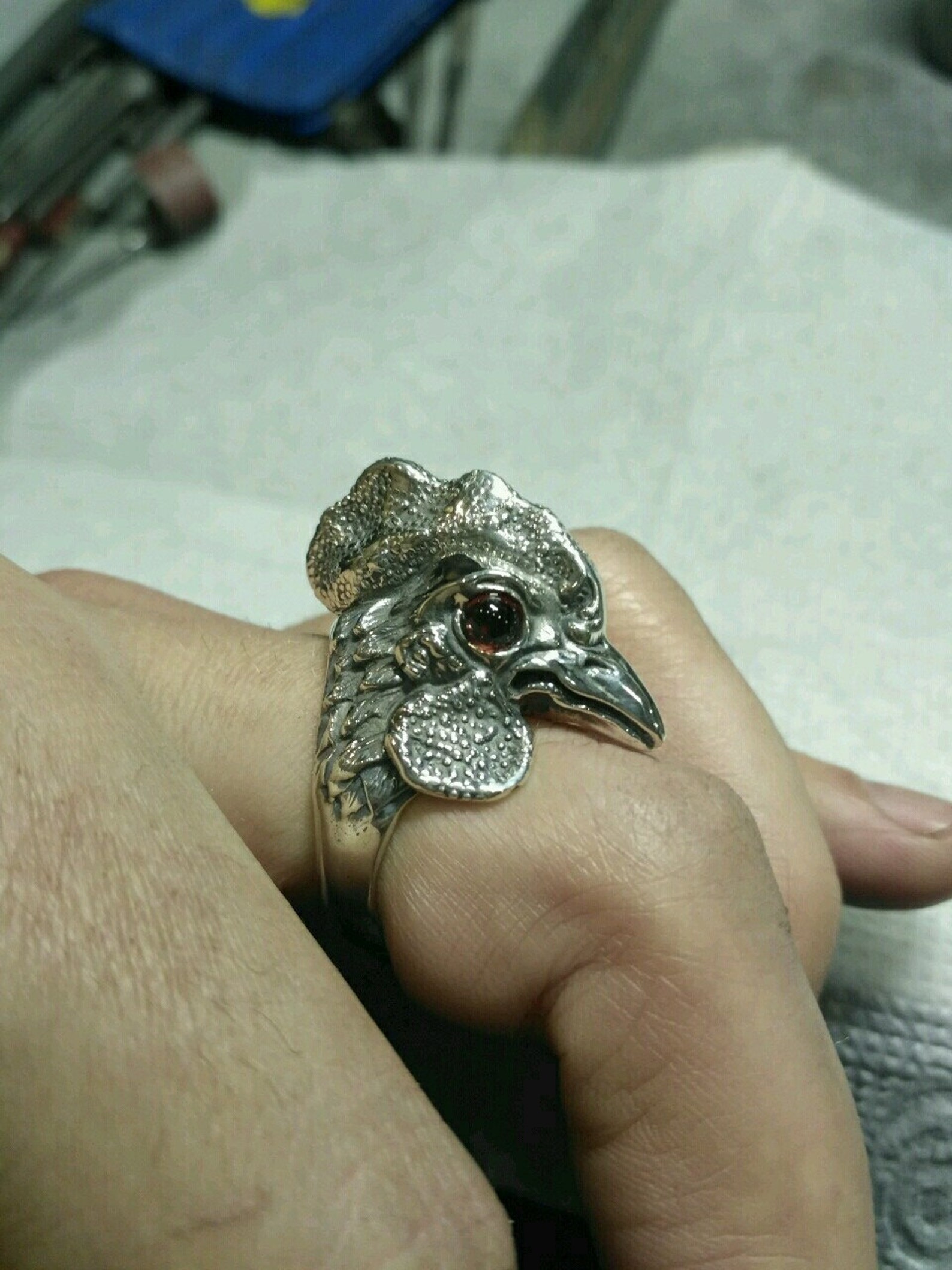 Rooster Cock Silver Ring Rooster Jewelry Art New Year Gift. Brutalist ...