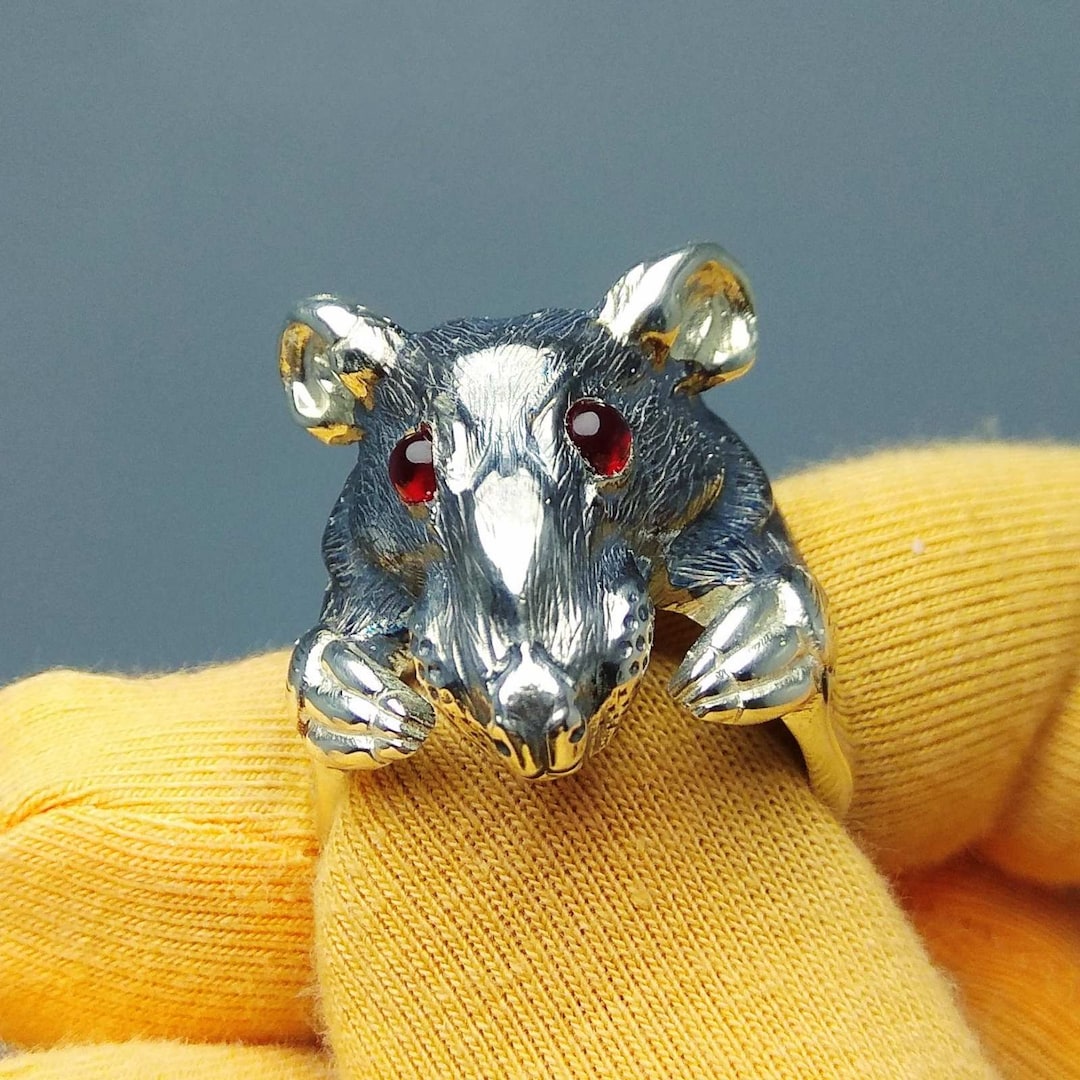 Rat Ring. Silver Gift Jewelry Zodiac Stones Garnet Sterling Silver ...