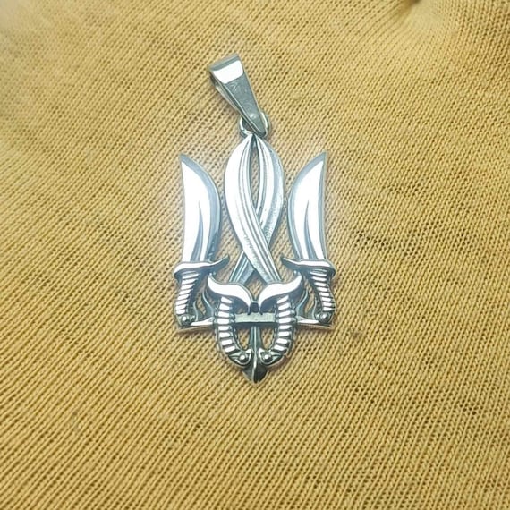 Trident Coat of Arms of Ukraine Pendant Silver Emblem of - Etsy