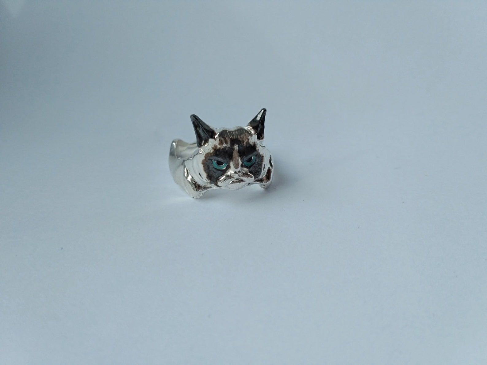 Cat Ring Silver 925 Jewellery. Grumpy Cat Handmade Ring. Silver Cat ...