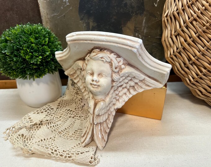 Cherub Shelf Plaster Chalkware Creamy Ivory - Etsy