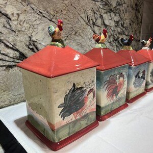 Susan Winget Rooster Canister Set Four Piece - Etsy