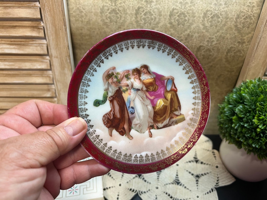 Decorative Gold Gilded Miniature Plate Three Ladies - Etsy